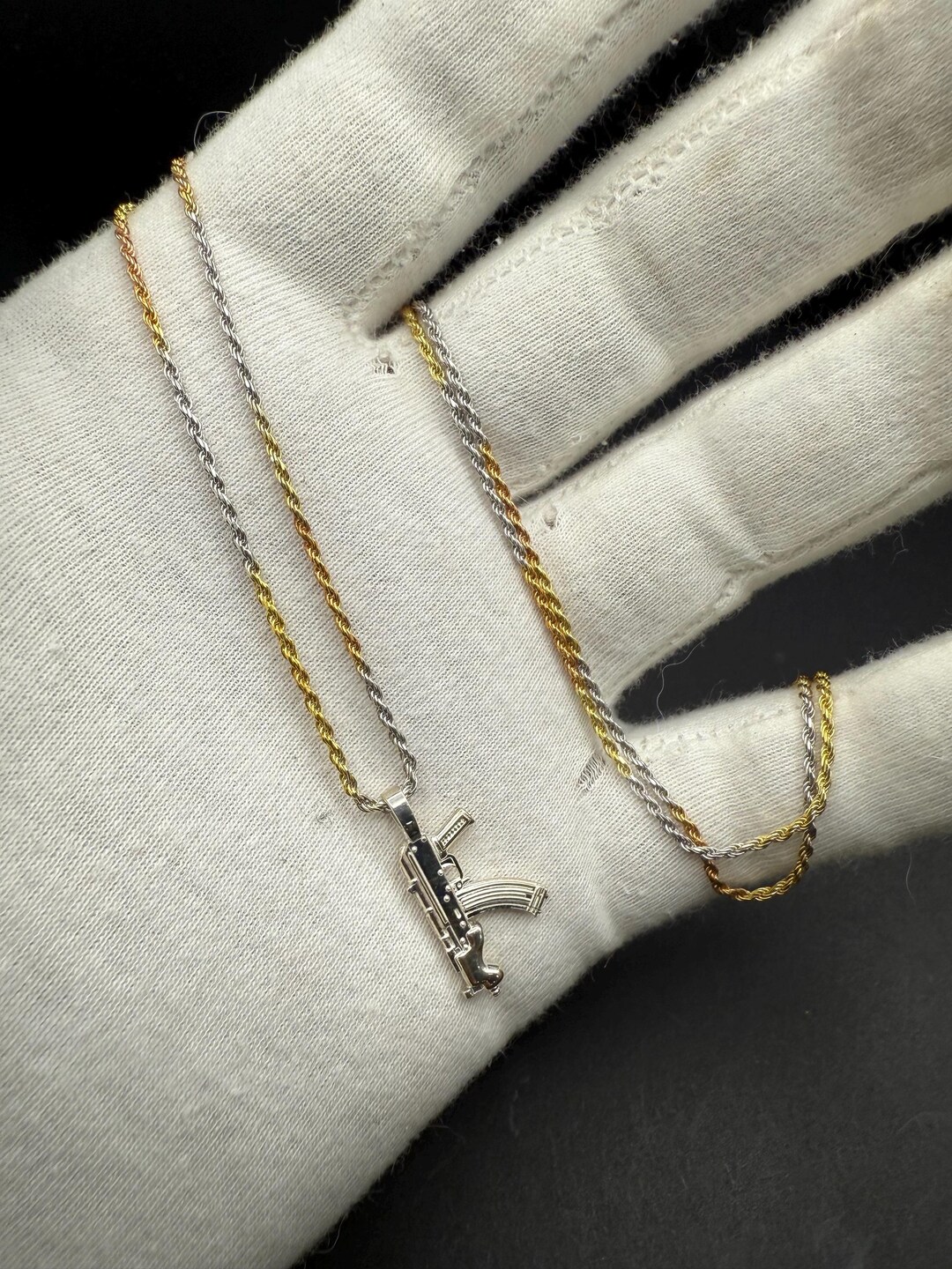 20” Tri-gold Plated Sterling Silver “draco” Pendant Necklace - Etsy