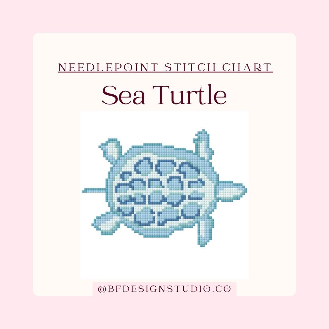 Sea Turtle - Needlepoint Chart - 18 Mesh - 4" X 4" - Etsy
