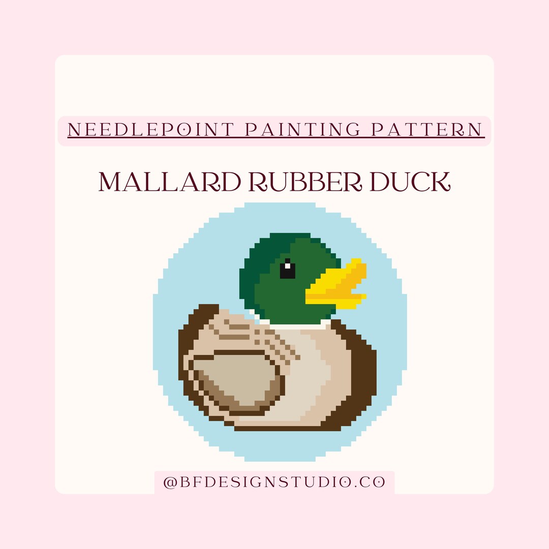 Mallard Rubber Duck - Needlepoint Pattern - 13 Mesh - 3.8x3.9" - (PDF ...