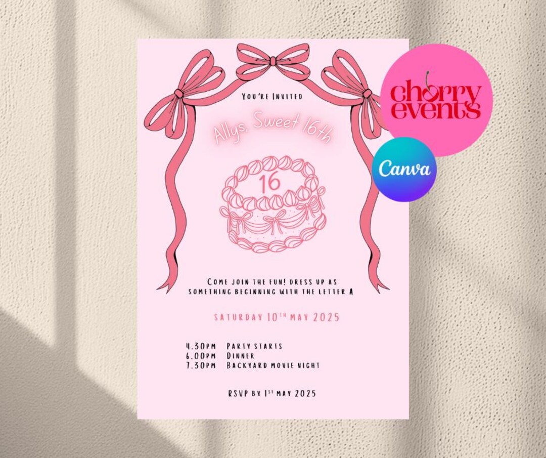 Sweet 16 | Invitation | Editable Template - Etsy UK