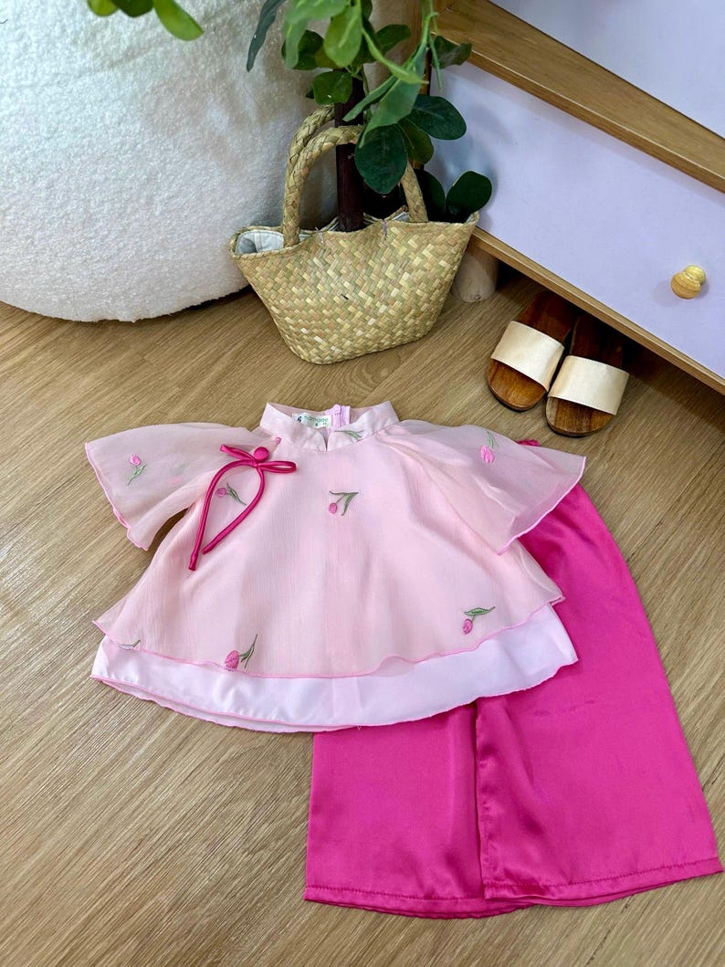 Vietnamese Áo Bà Ba Set for Girls (0–6Y) | Traditional Tết Outfit ...