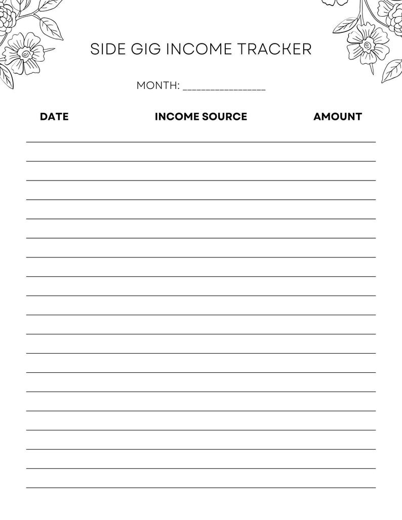 Side Gig Income Tracker - Etsy