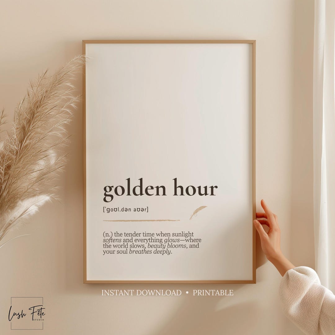 Golden Hour Definition Wall Art – Minimalist Aesthetic Printable, Soft ...