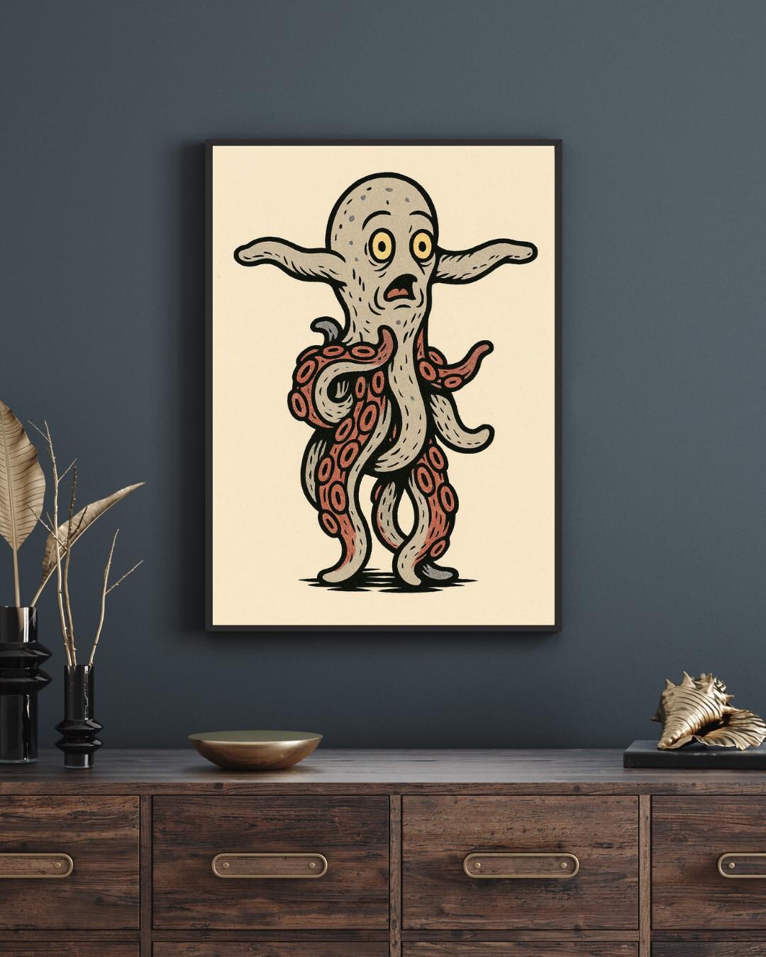 Weird Octopus Creature Wall Art Printable – Quirky Tentacle Monster ...