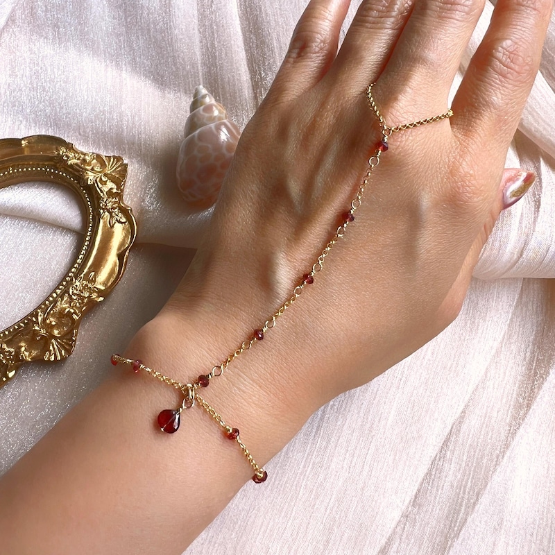 Garnet Tear Drop Bracelet - Etsy