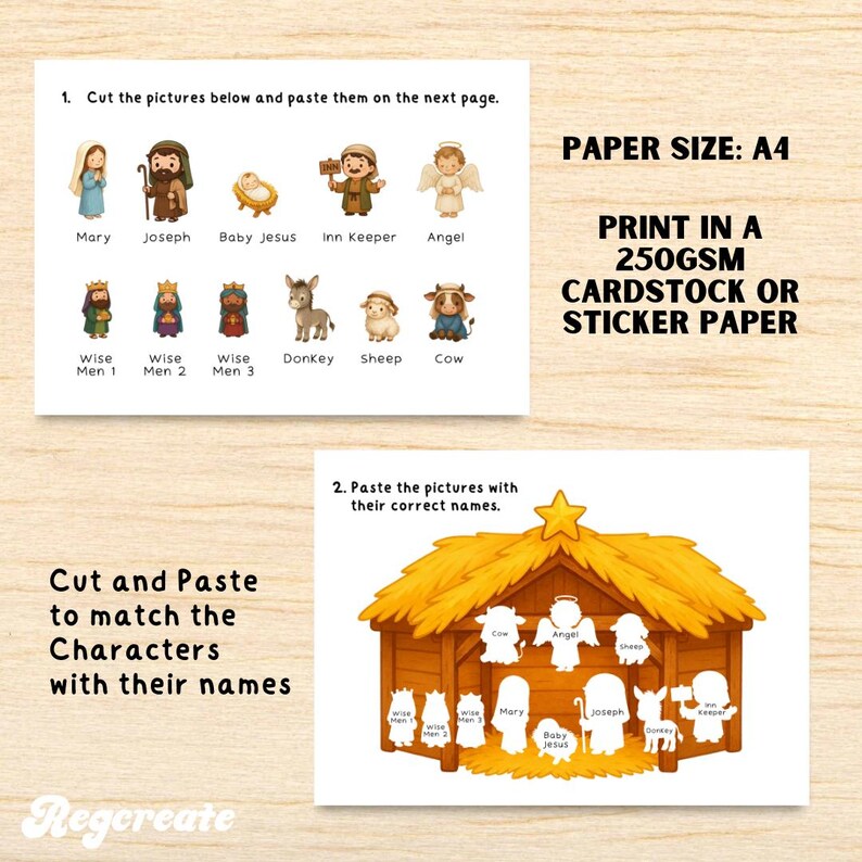 Christmas Nativity Scene Printable Cut & Paste Craft | Shadow Match ...