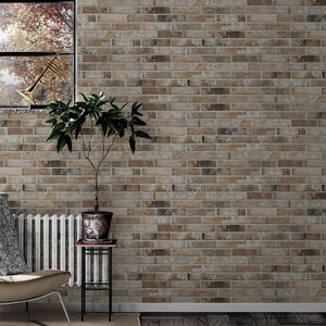 Brick Pattern Peel and Stick Wallpaper Mural – Light Tan and Brown ...