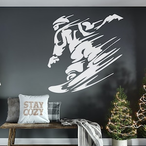Skier Lodge Room Wall Art. Winter Theme Wall Decor Art. Snowboarder ...