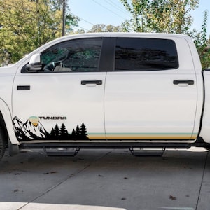 Overland Woodland Decal Sticker. Mountain Forest Sunset Blue, Pink ...