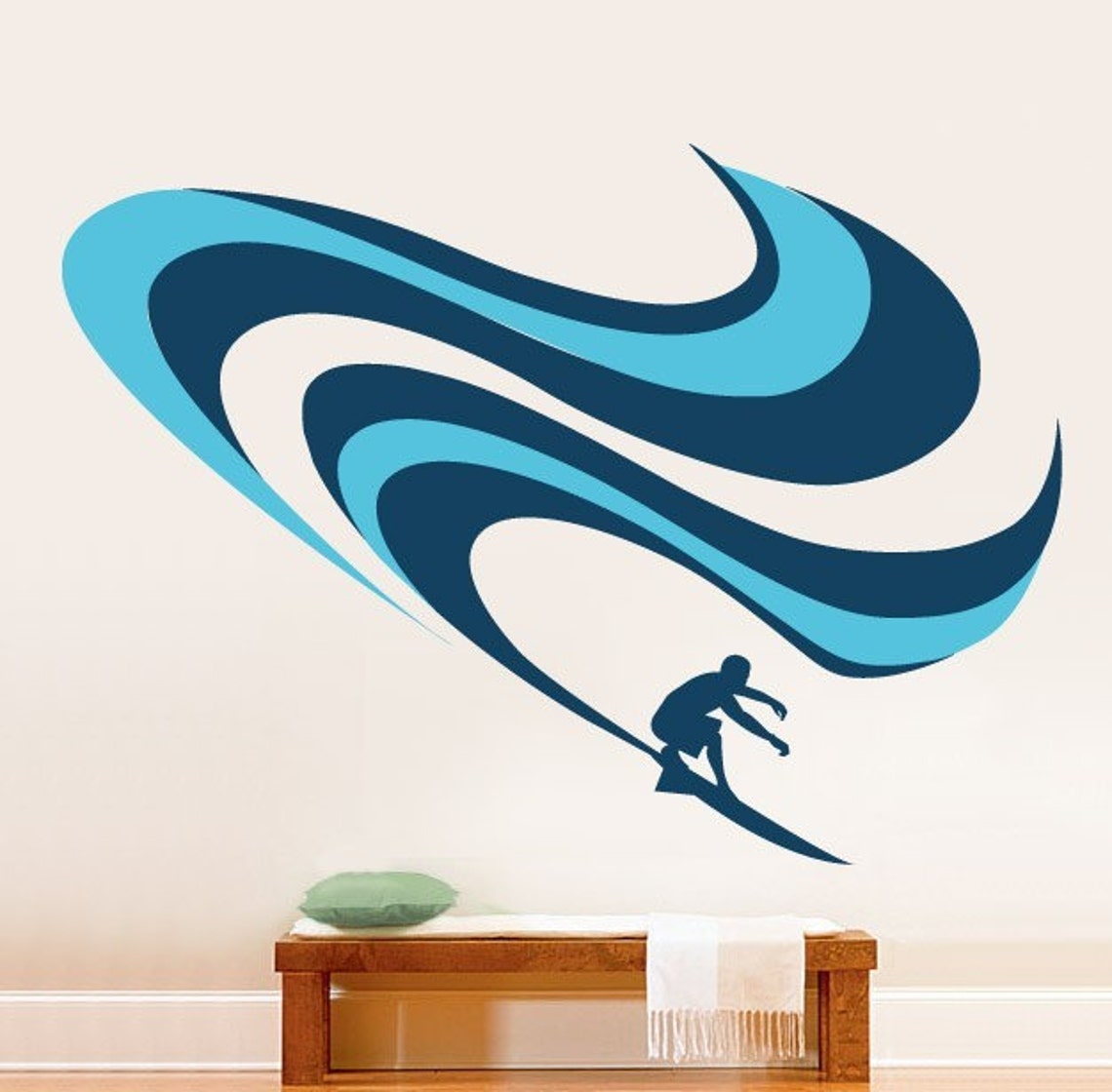 Vinyl Wall Decal Sticker Surfing Wave BIG Surf 6ftx8ft Item | Etsy