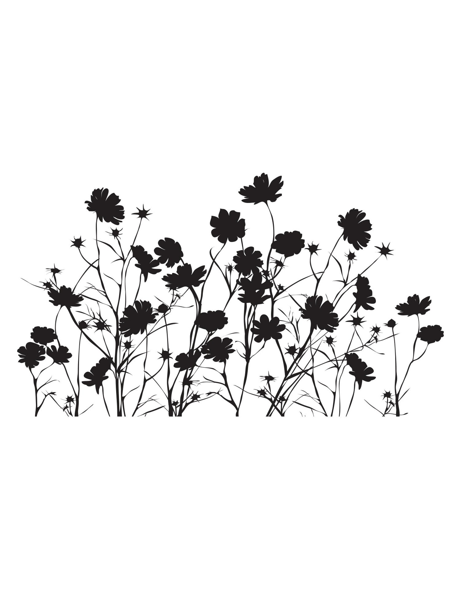 Flower Wall Decal. Floral Wall Decal. Field of Wild Flowers Vinyl Wall ...