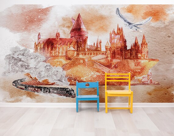 Wizardly World Wall Mural. Fantasy Theme With Castle / Train / - Etsy