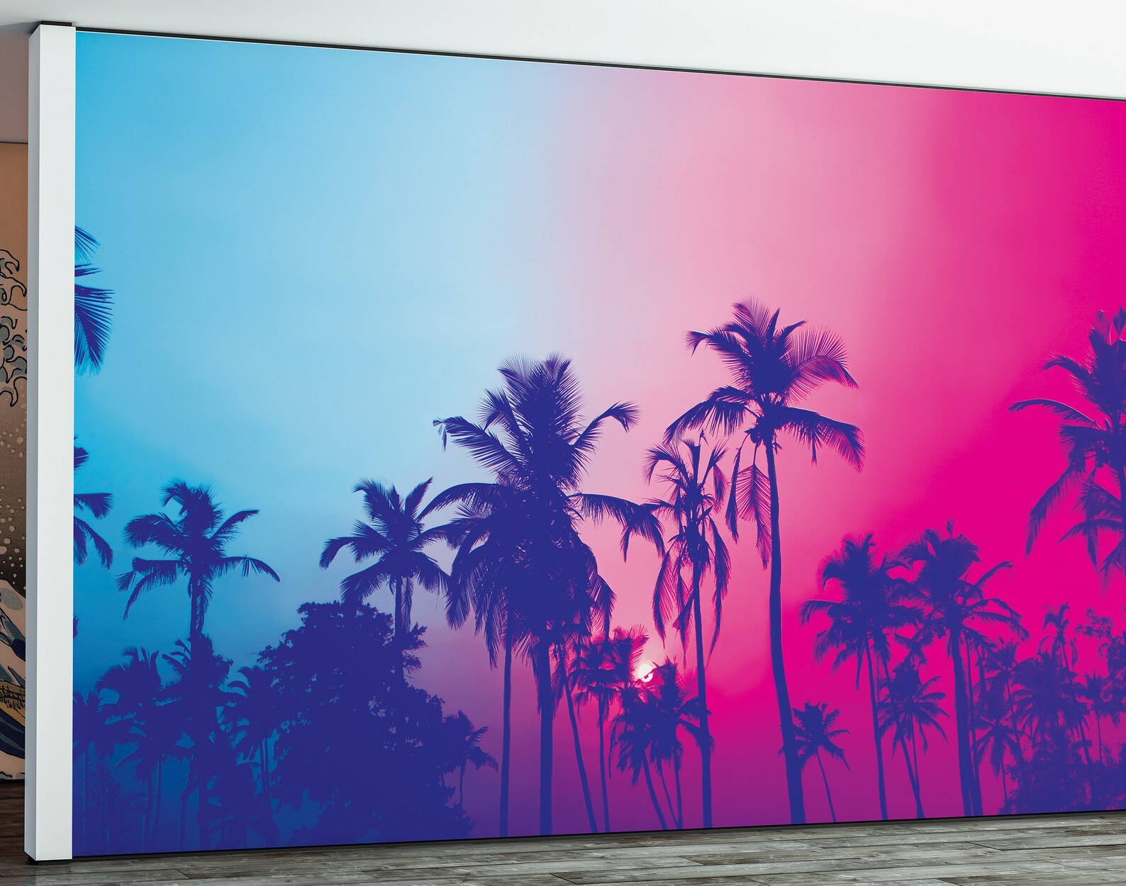 Miami Tropical Palm Tree Vice Color Wall Mural. Bright Miami Vice Blue ...