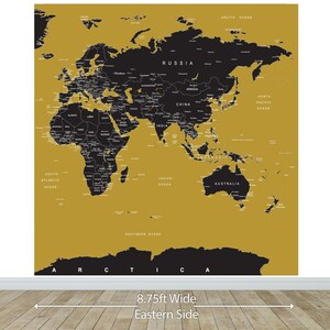 Large (gold) World Map Wall Mural. Wall Covering. Simple Peel and Stick ...