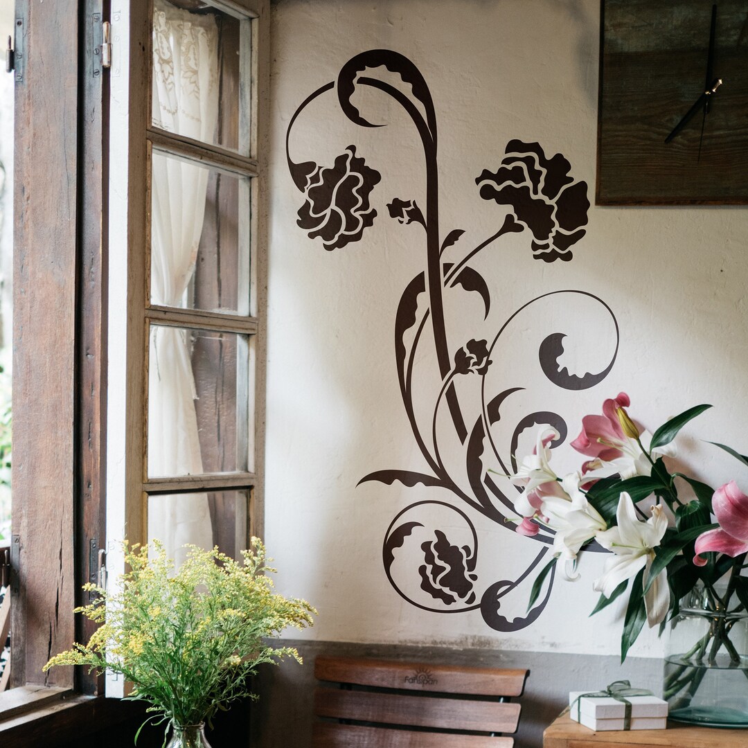 Carnation Vines Wall Decal Sticker. Floral Wall Decal. Flower Wall ...