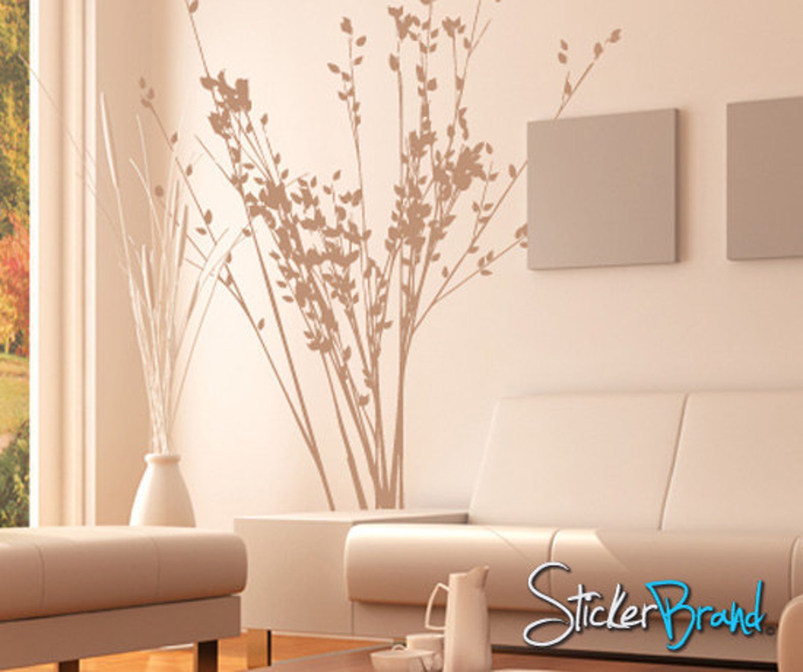 Vinyl Wall Decal Sticker Flower Bush Branches Tree Mmartin139s - Etsy
