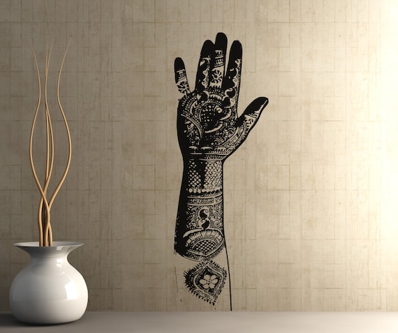 Henna Tattooed Hand Vinyl Wall Decal Sticker. osaa385s | Etsy