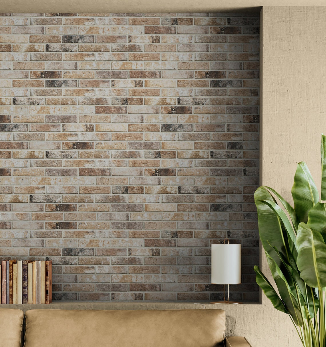 Brick Pattern Peel and Stick Wallpaper Mural – Light Tan and Brown ...