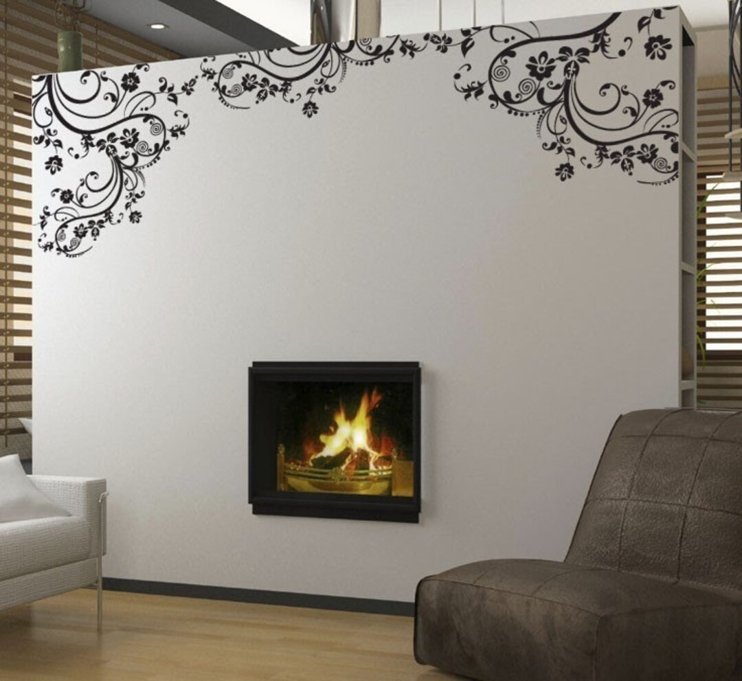 Swirl Flower Floral Vinyl Wall Decal Sticker. Living Room Wall - Etsy