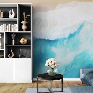 Blue Ocean Wave Wall Mural Wallpaper – Coastal Beach-themed Decor for ...