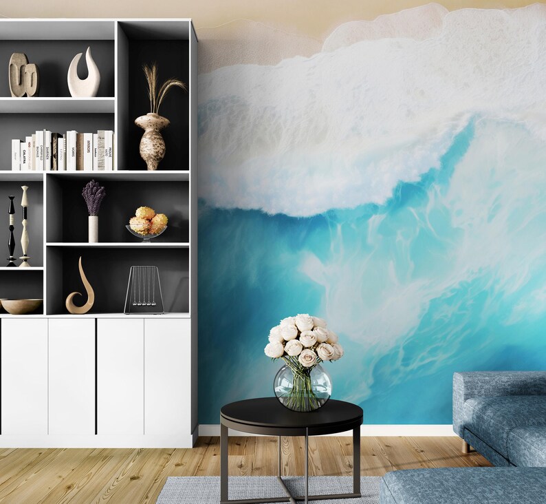 Tropical Beach Wallpaper. Blue Ocean Wave Wall Mural Wallpaper ...