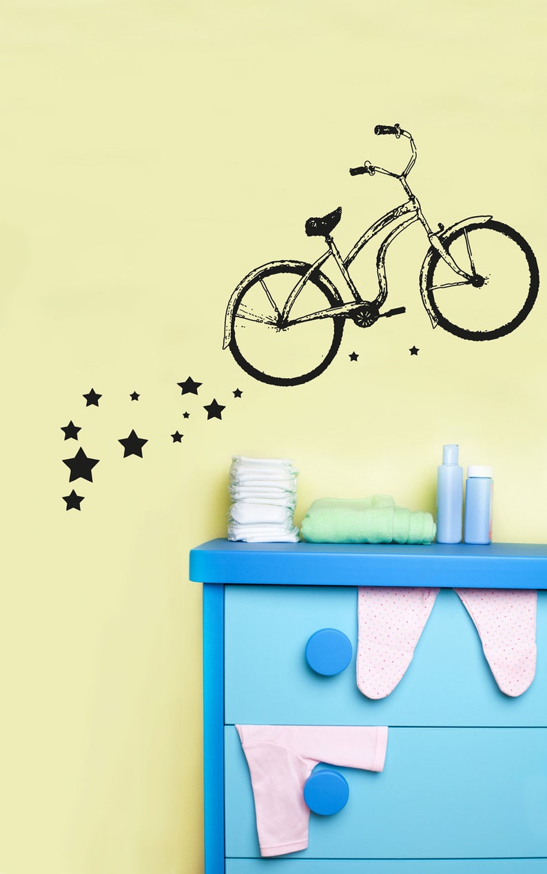 Vinyl Wall Decal Sticker Bike With Stars OSAA182B - Etsy