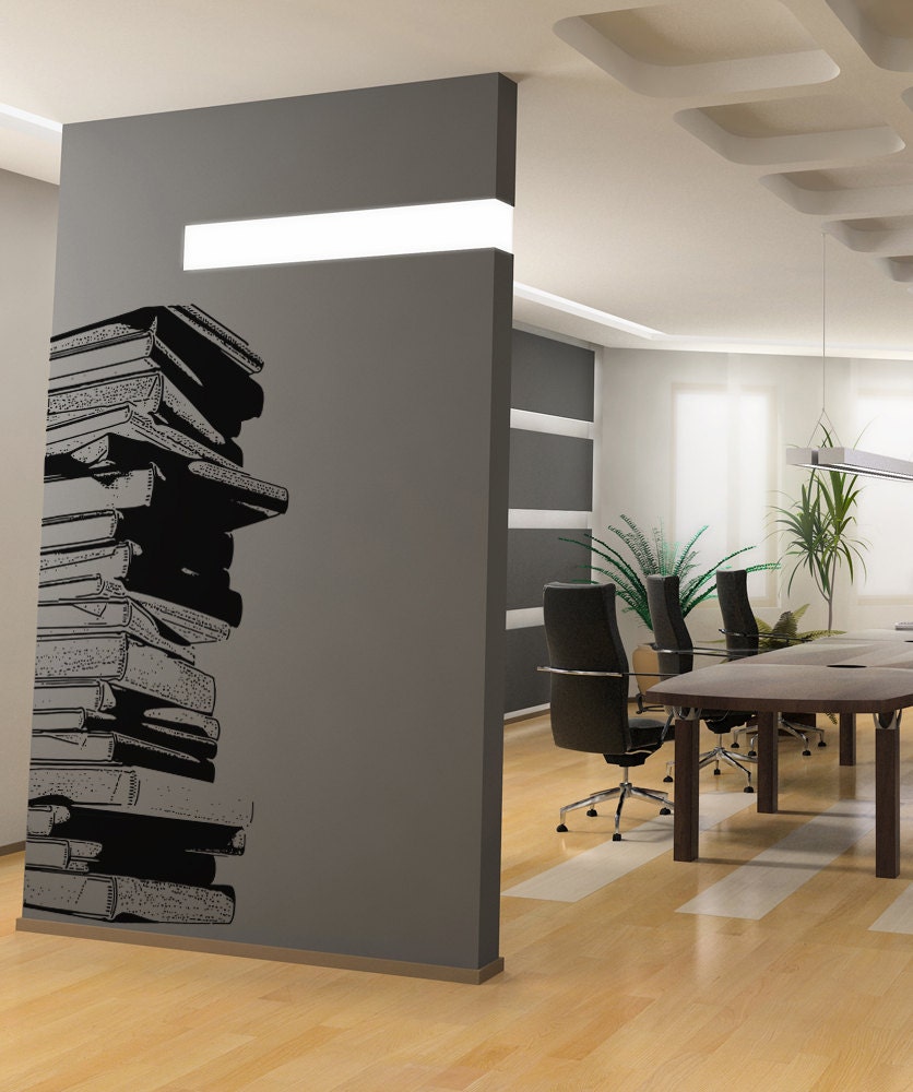 Stack of Library Books Vinyl Wall Decal Sticker. black Color - Etsy