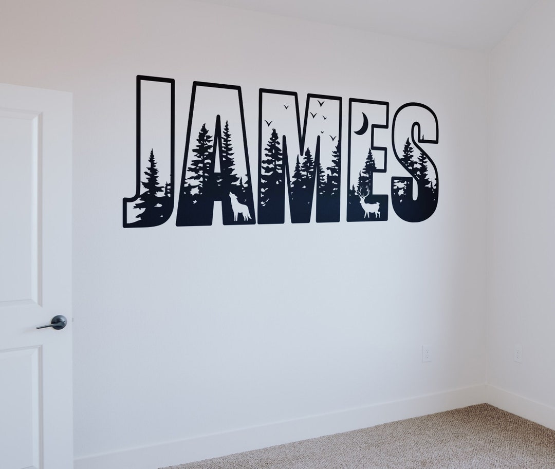Custom Name Woodland Theme Sign Decal Sticker. Personalized Name Hiking ...