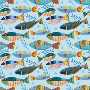 Fish Print, Fish Art, Underwater Fish Wallpaper Peel and Stick Wall ...