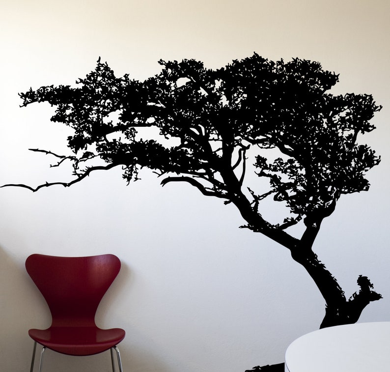 Large Tree Wall Decal Hanging Leaning Tree Sticker Bedroom Tree Decal ...