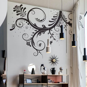 Flower Floral Swirl Wall Decal Sticker. Bedroom Wall Art. Living Room ...