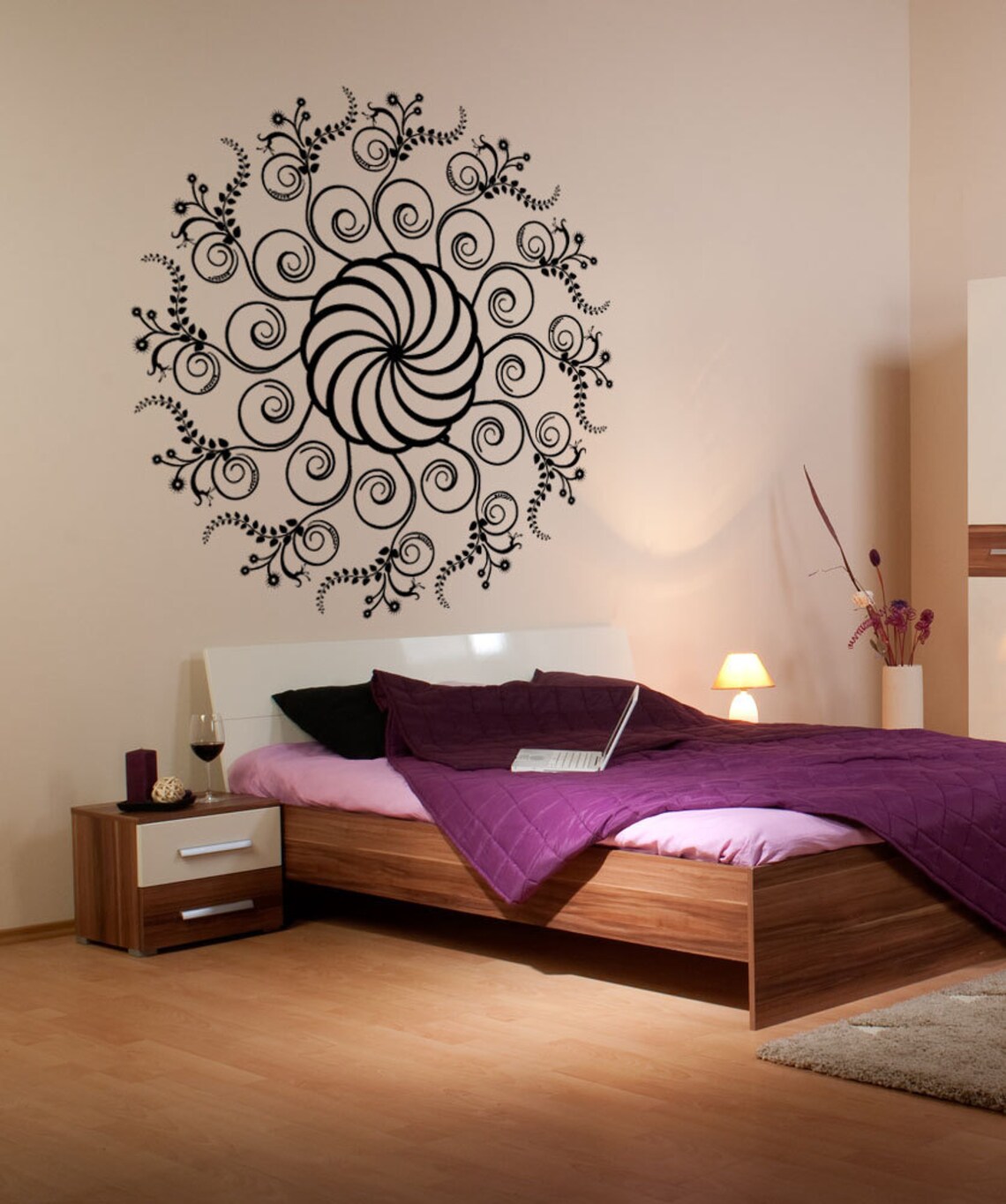 Vinyl Wall Decal Sticker Swirly Circle Plant 1125m | Etsy