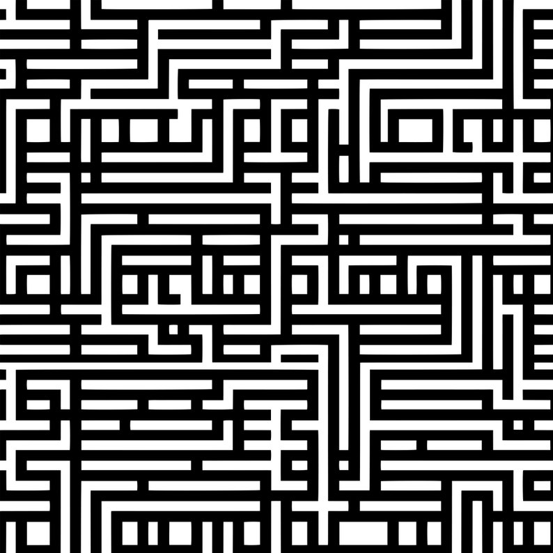 Black and White Wallpaper Mural. Abstract Maze Line Wall Mural. Modern ...