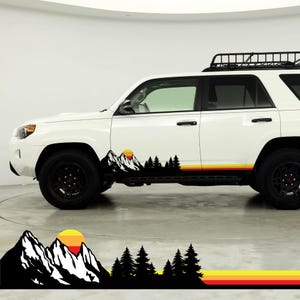 Overland Woodland Truck Decal Sticker. Mountain Forest Sunset Yellow ...