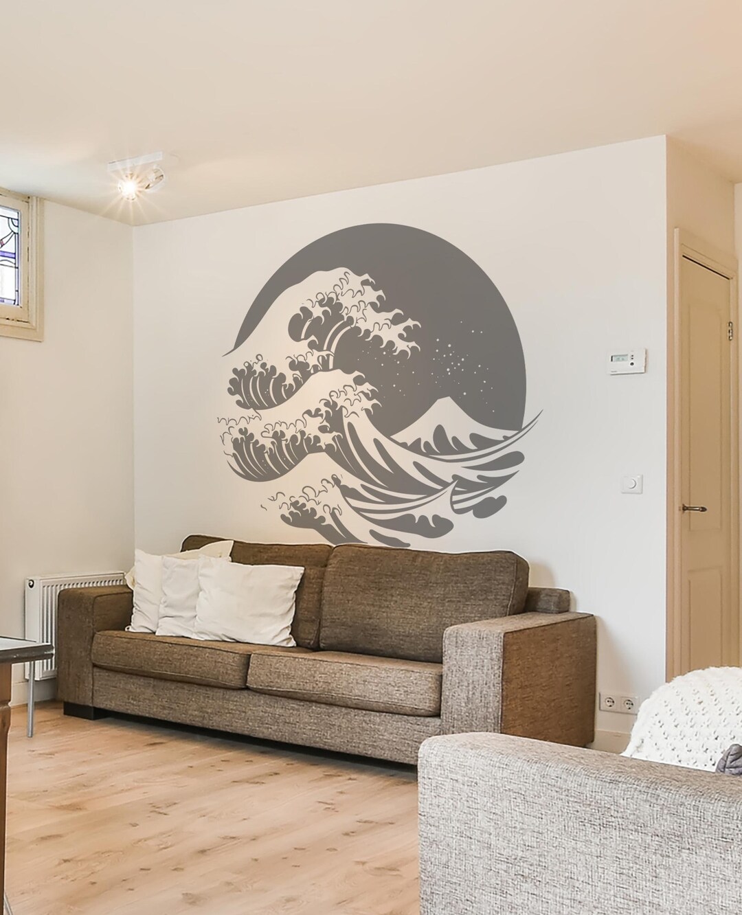 Great Wave Wall Decal Sticker – Circular Japanese Ocean Art for Living ...