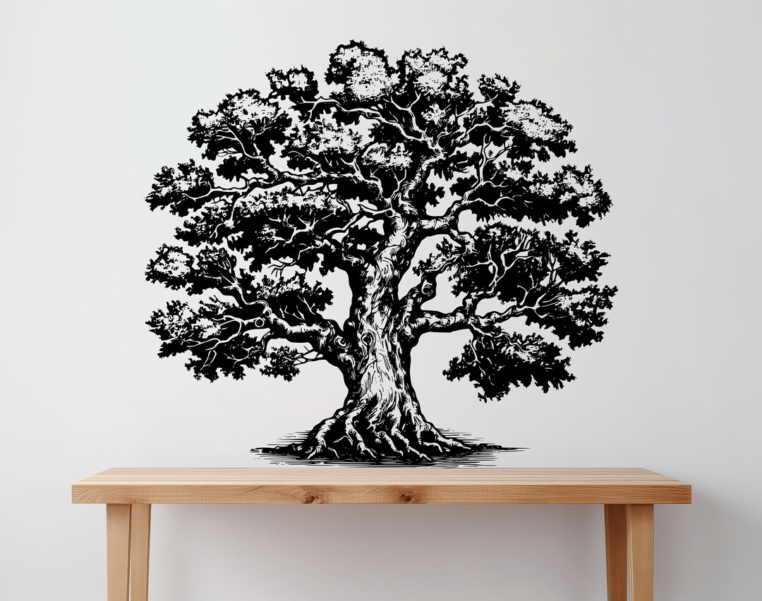 Oak Tree Wall Decal Sticker. Large Family Tree Wall Art. Bedroom Tree ...