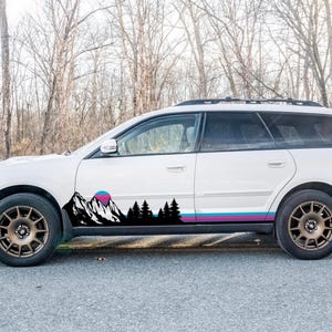 Overland Woodland Decal Sticker. Mountain Forest Sunset Blue, Pink ...