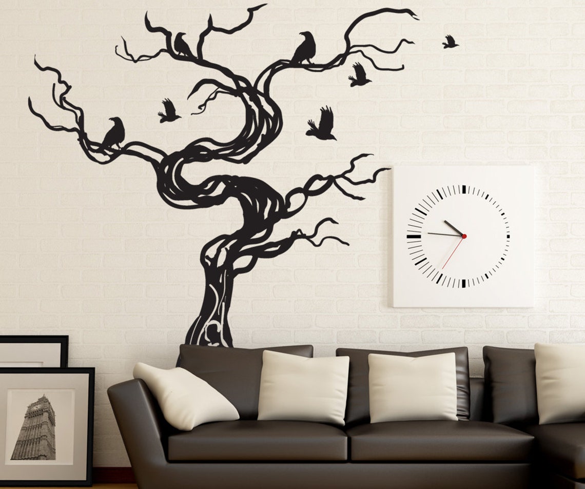 Vinyl Wall Decal Sticker Crows Tree Gfoster172b - Etsy