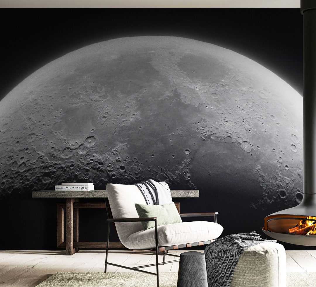 Moon Wallpaper Peel and Stick Wall Mural Black and White Wall Decor ...