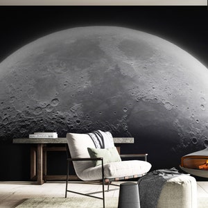 Moon Wallpaper Peel and Stick Wall Mural Black and White Wall Decor ...