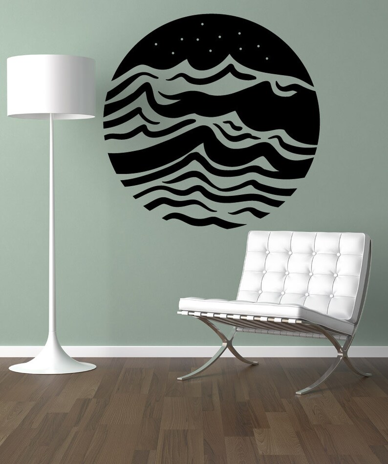 Vinyl Wall Art Decal Sticker Waves Circle OSMB1243m | Etsy