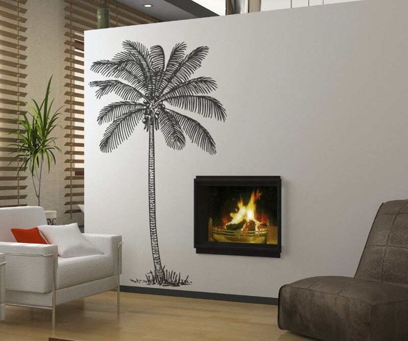 Palm Tree Wall Decal Coconut Tree Wall Sticker Tall Tree Decal Bedroom ...