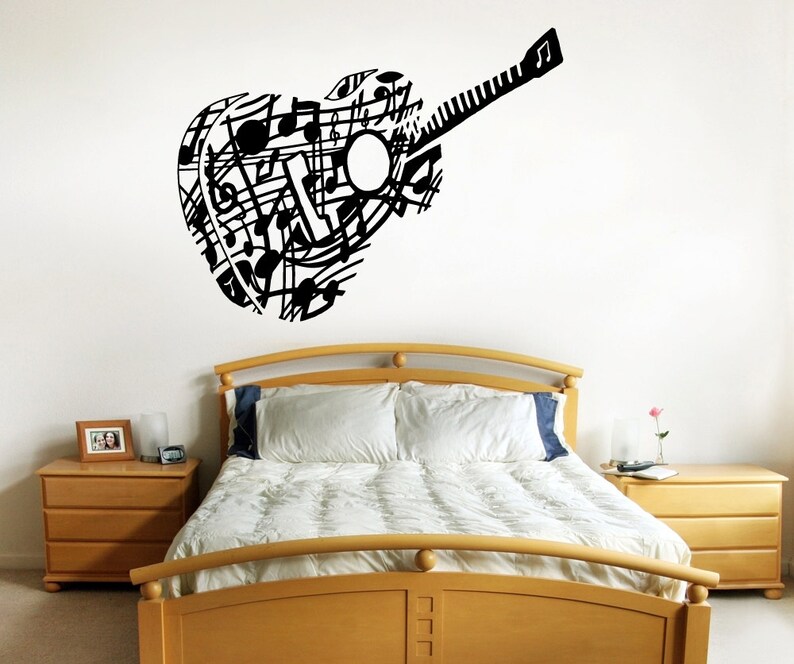 Music Note Guitar Wall Decal Sticker. Music Classroom Wall Art. Gift ...