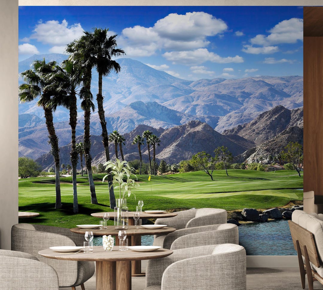 Golf Course Wallpaper Peel and Stick Mural. Palm Springs Golf Course ...
