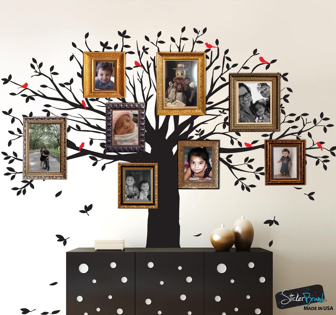Family Tree Wall Decal Sticker With Birds. Tree Branches Wall Sticker ...