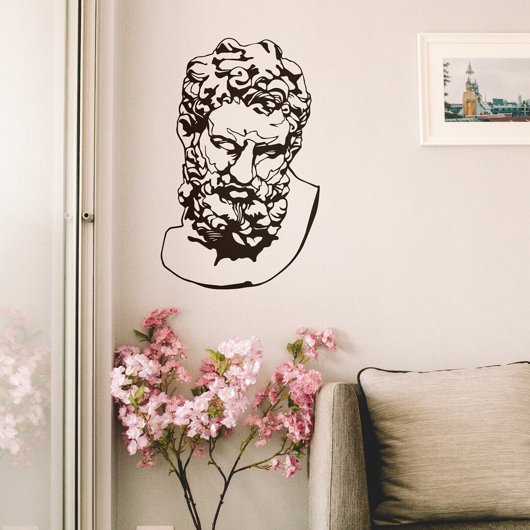 Head of Heracles Statue Wall Decal Sticker. Greek Statue Wall Decal ...