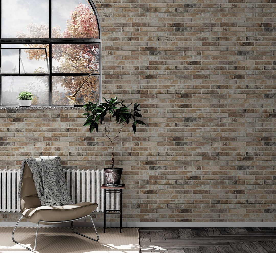 Brick Pattern Peel and Stick Wallpaper Mural – Light Tan and Brown ...