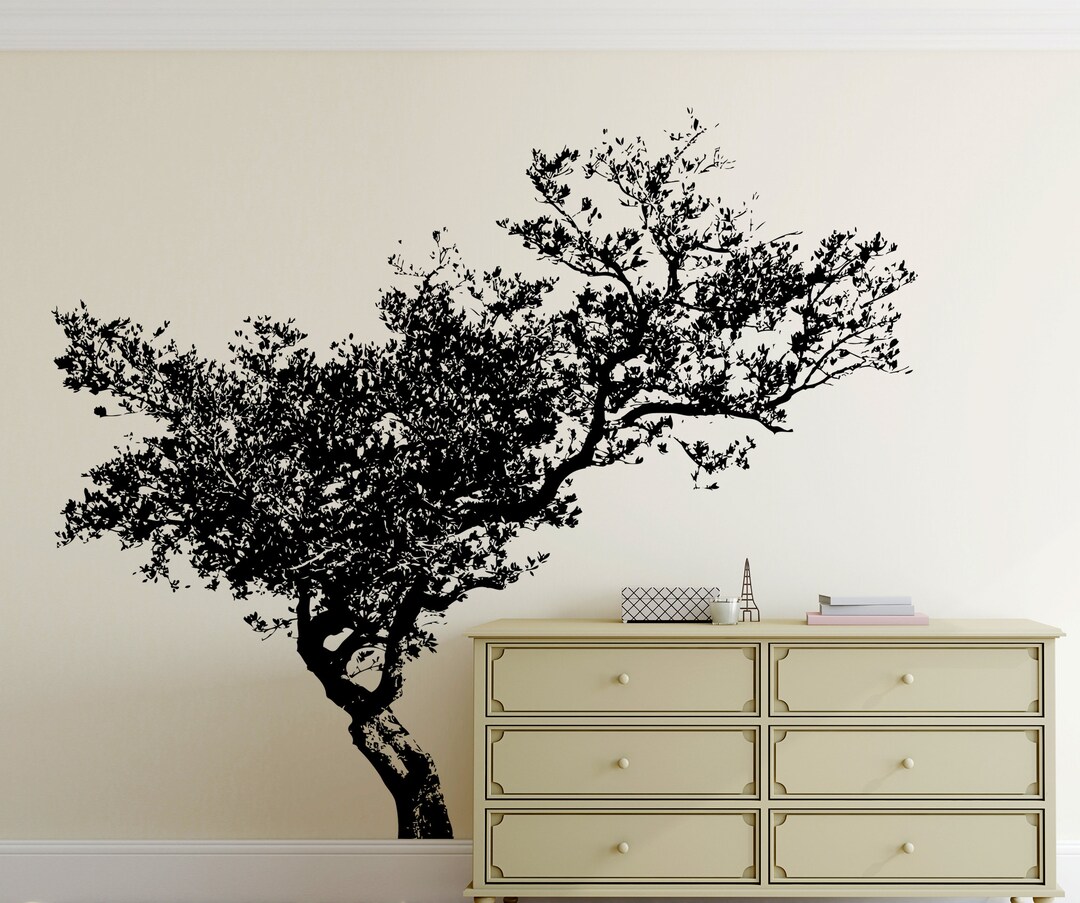 Leaning Tree Wall Decal Nursery Forest Vinyl Sticker Removable Large ...