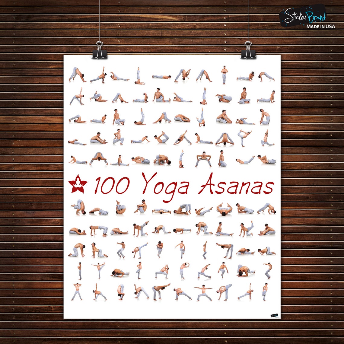 100 Yoga Poses Asanas Poster. Instructional Graphic Poster for - Etsy