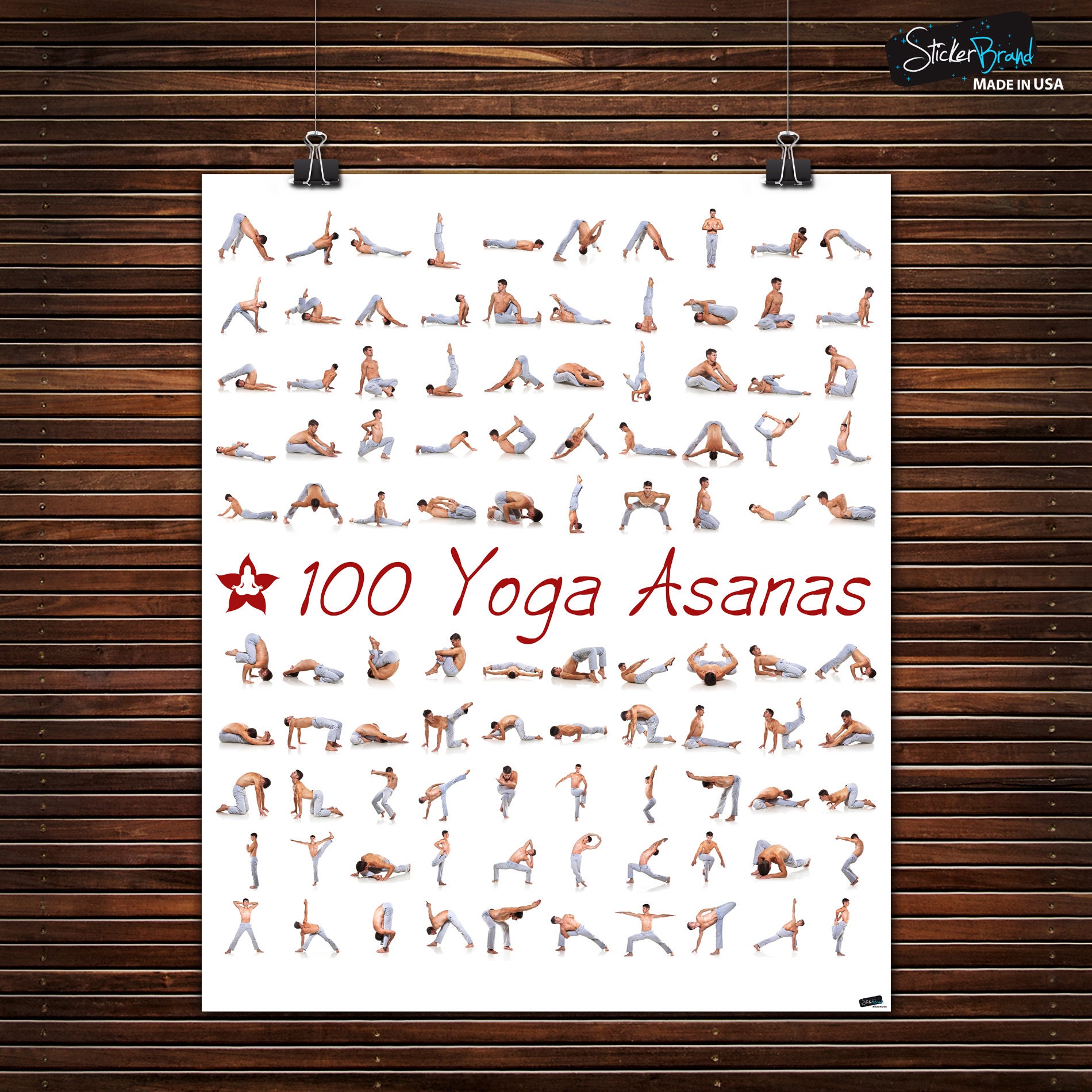 100 Yoga Poses Asanas Poster. Instructional Graphic Poster for | Etsy